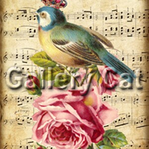 CROWNED BIRD Digital Collage Sheet Instant Download for Gift Tags ...