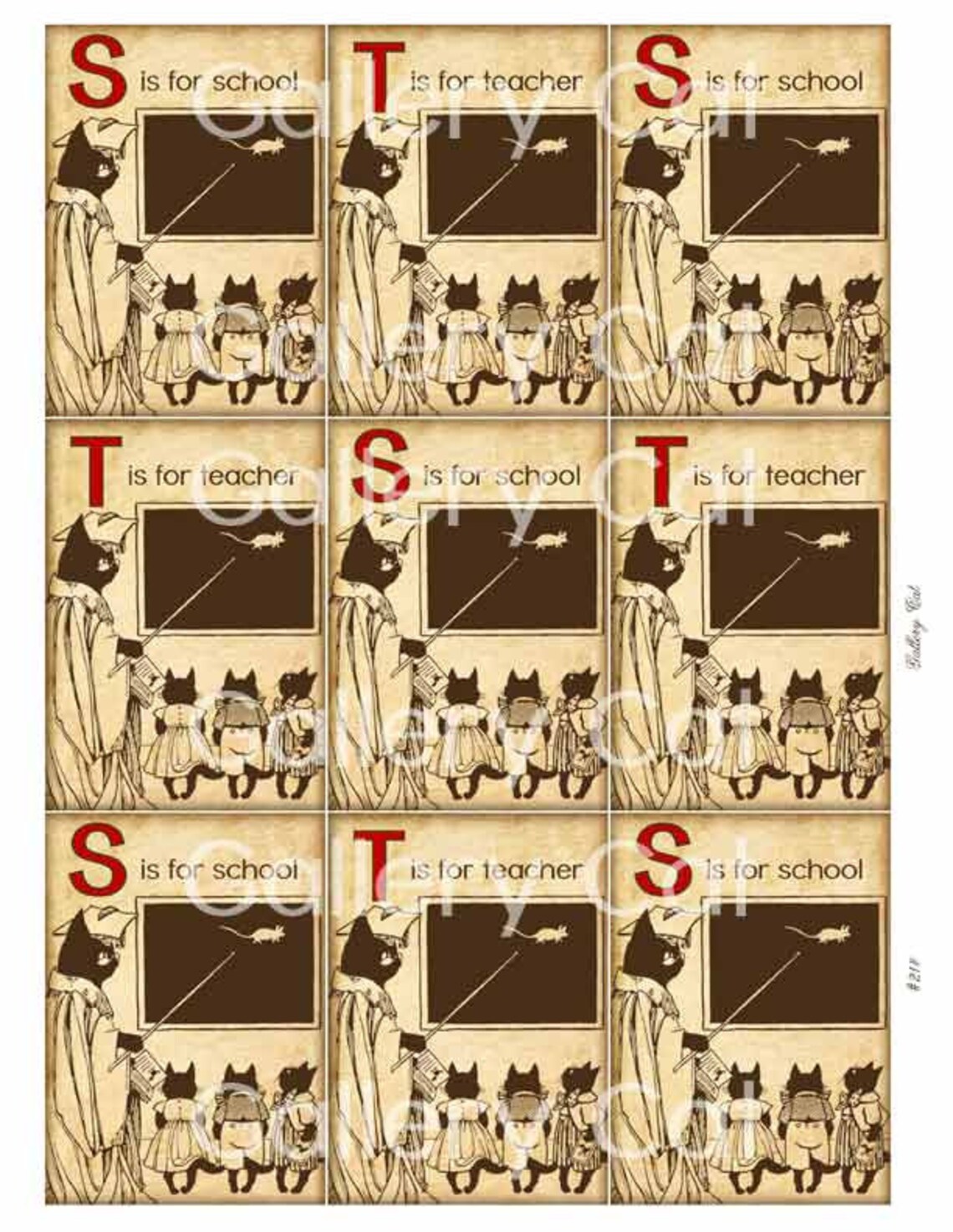 Teacher Tags Digital Collage Sheet SCHOOL CATS Charming - Etsy