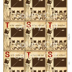Teacher Tags Digital Collage Sheet SCHOOL CATS Charming Instant ...