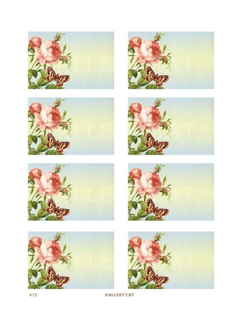 Blank Rose Labels Digital Collage Sheet Instant Download Paper - Etsy