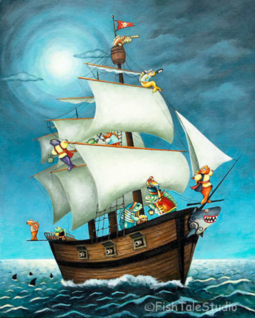 PIRATE SHIP Original Art | Fine Art Print | Tall Ship | Nautical ...