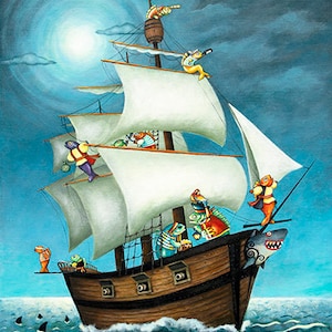 PIRATE SHIP Original Art | Fine Art Print | Tall Ship | Nautical ...