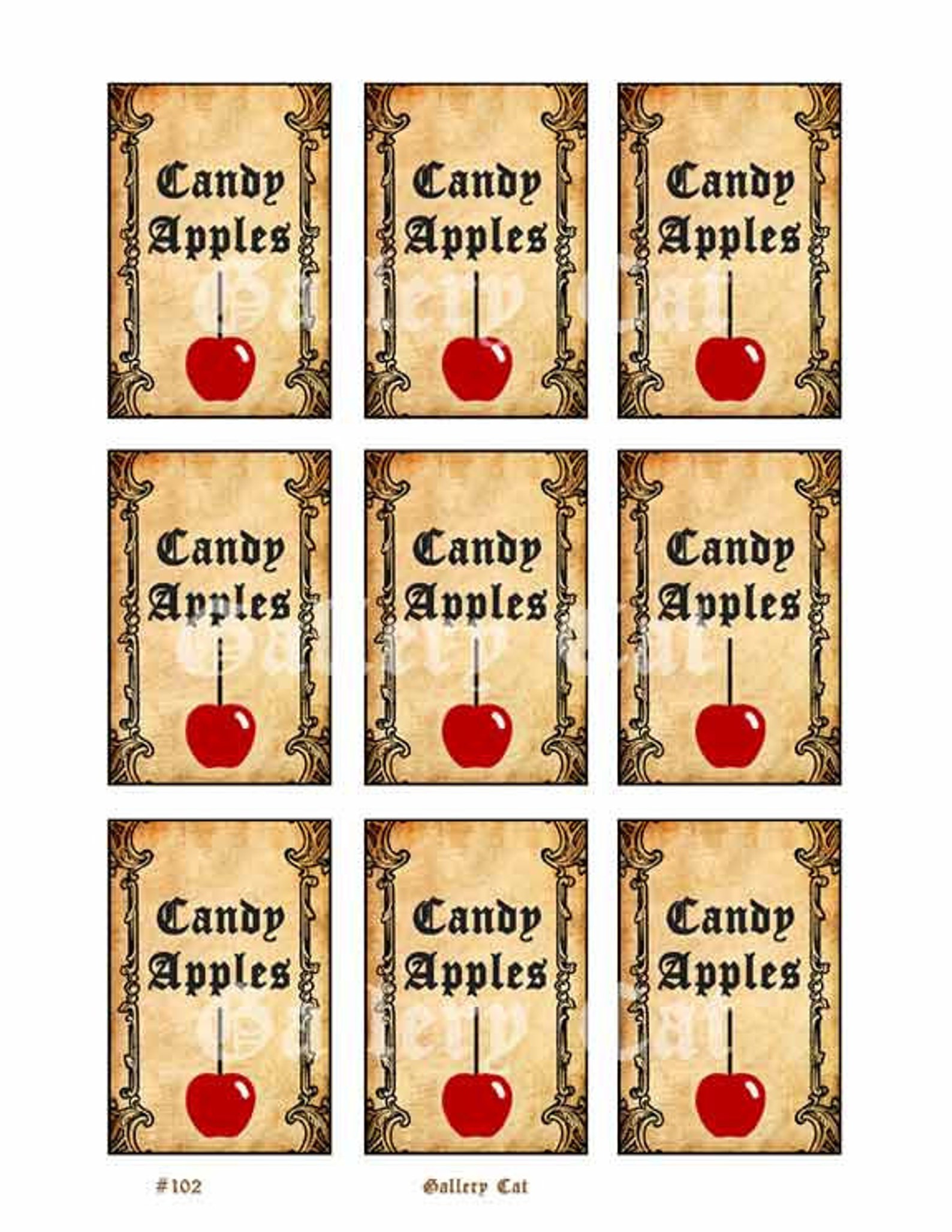 Vintage CANDY APPLES Tag Digital Collage Sheet Instant - Etsy