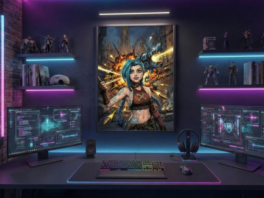 League of Legends Style, Jinx Character Style Gaming Wall Art ...