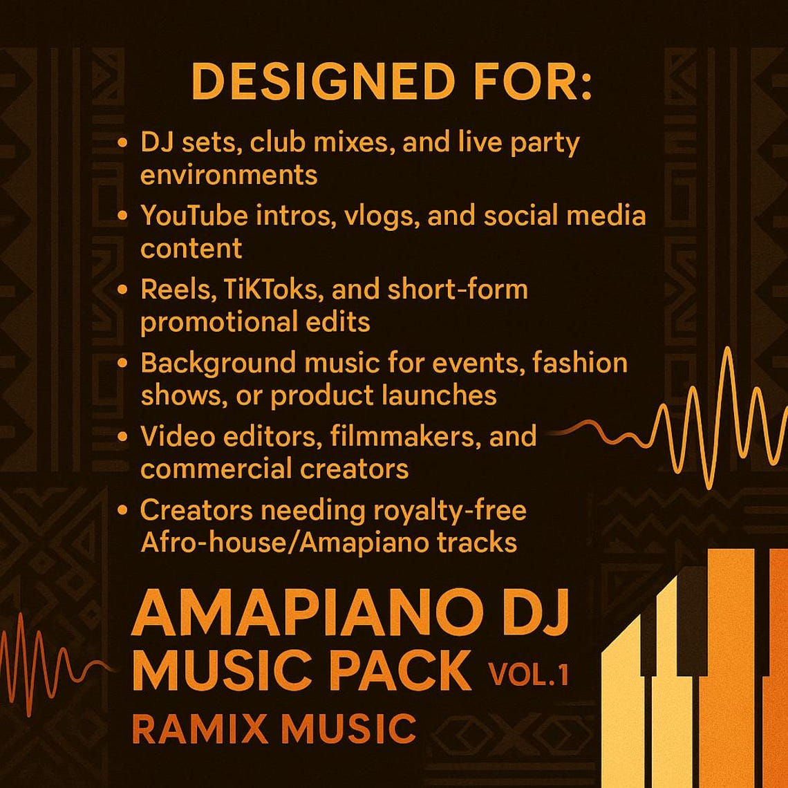 Amapiano DJ Music Pack Vol. 1: Royalty-free Afro-house Instrumentals ...