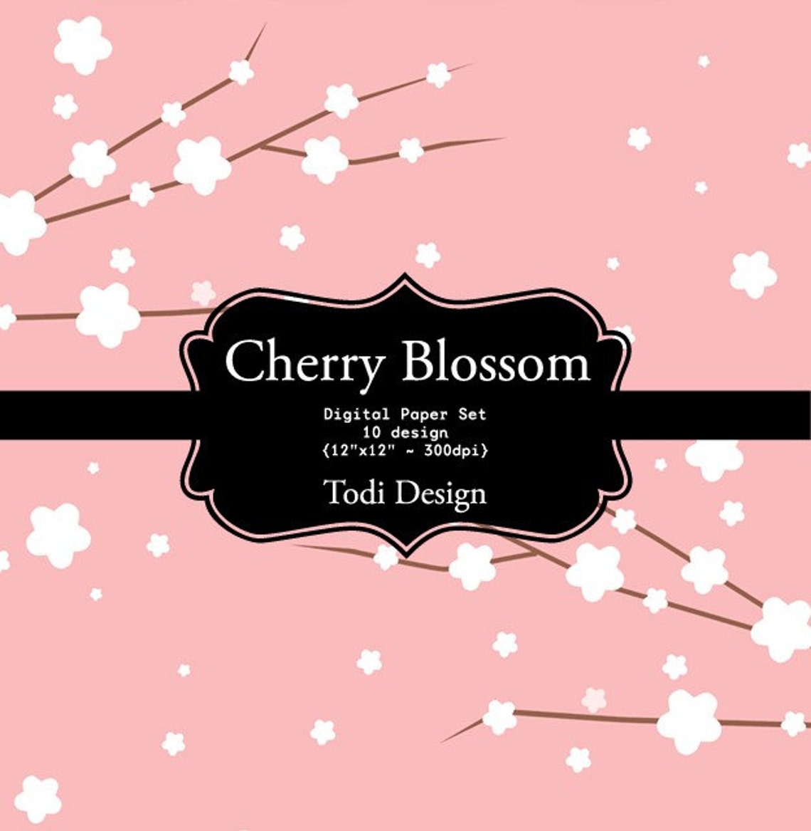 Cherry Blossom INSTANT DOWNLOAD Spring Digital Paper Set - Etsy