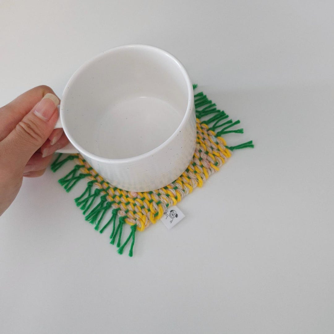 Korea Handmade Wool Mug Rug Coaster, Table Mini Rug Coaster, Handwoven ...