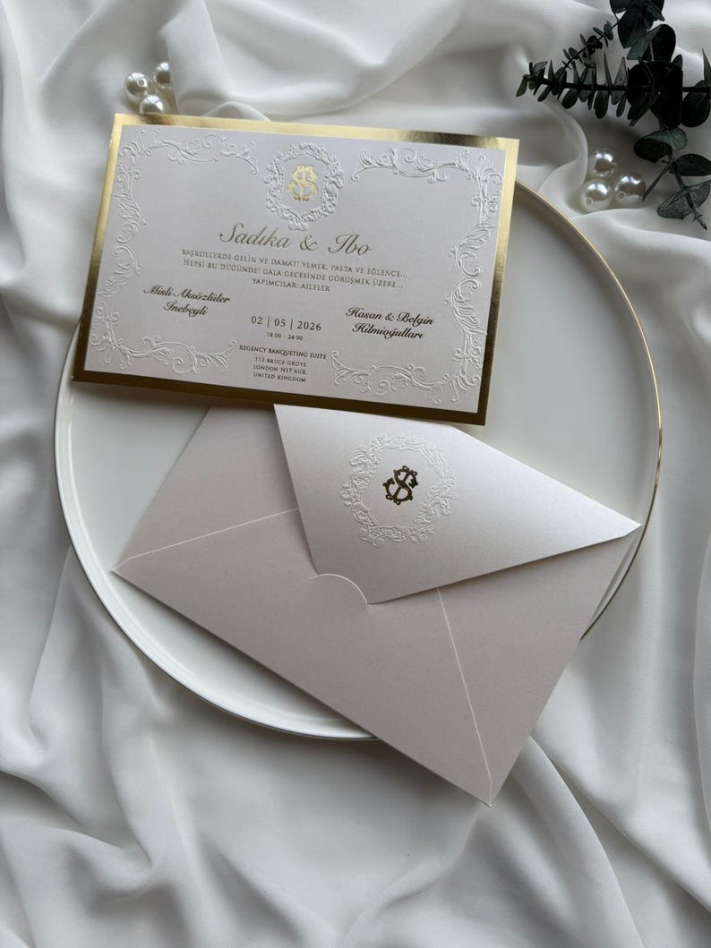 Luxury Gold Foil Wedding Invitation – Elegant Baroque Design, Classic ...