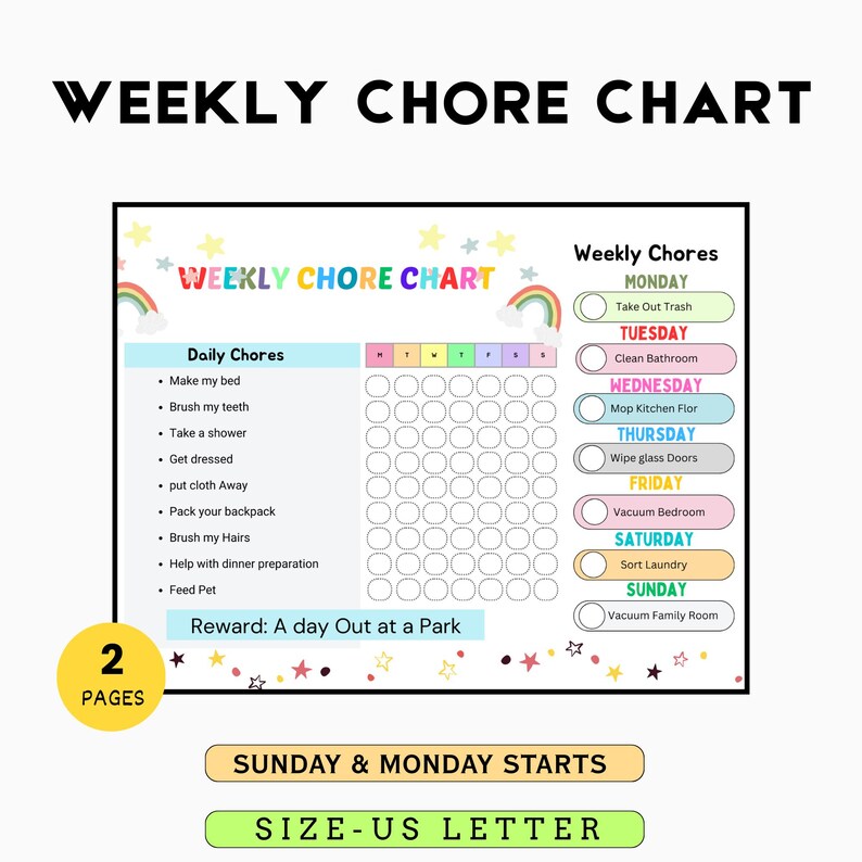 Editable Kids Chore Chart Bundle | Printable Responsibility Chart ...