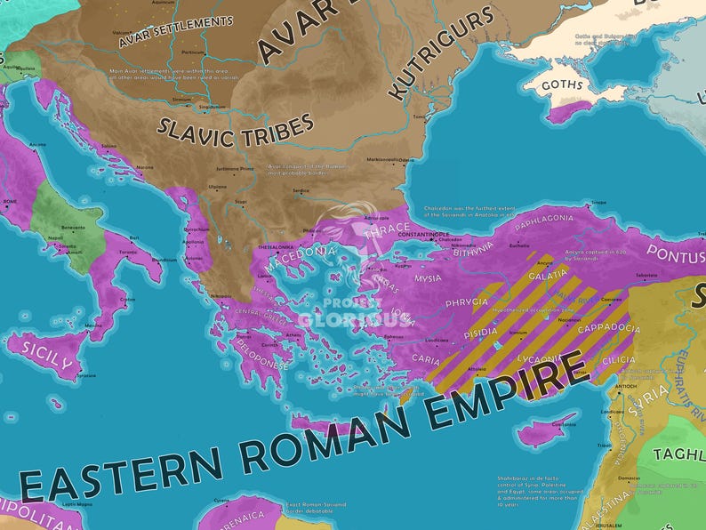 Roman Empire Map - Ancient History Wall Art - Byzantine Printable Map ...