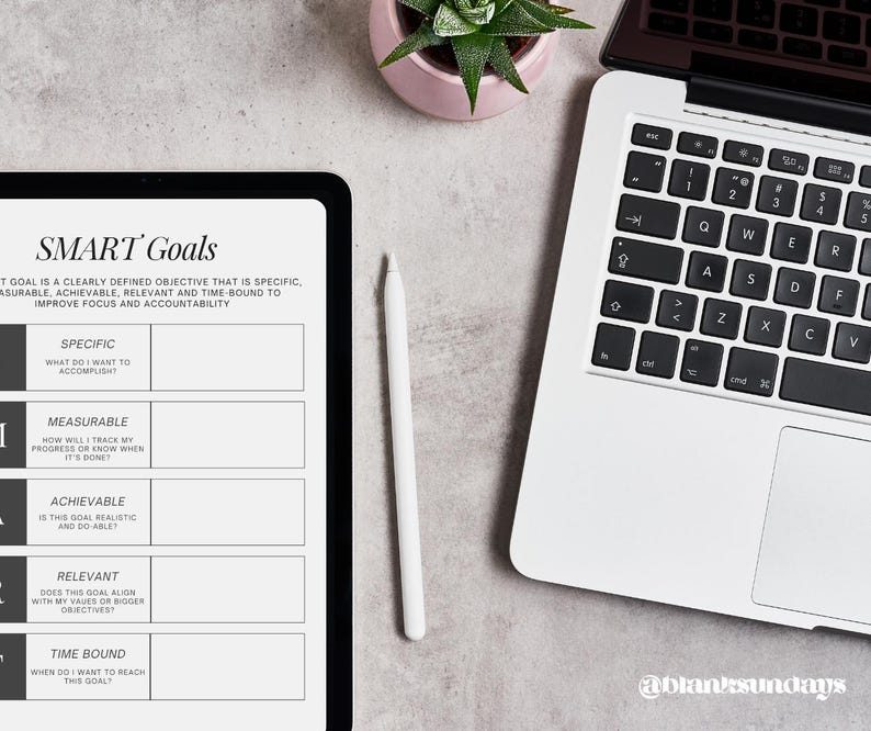 SMART Goals Tracker Printable | Goal Setting Worksheet PDF | Digital ...