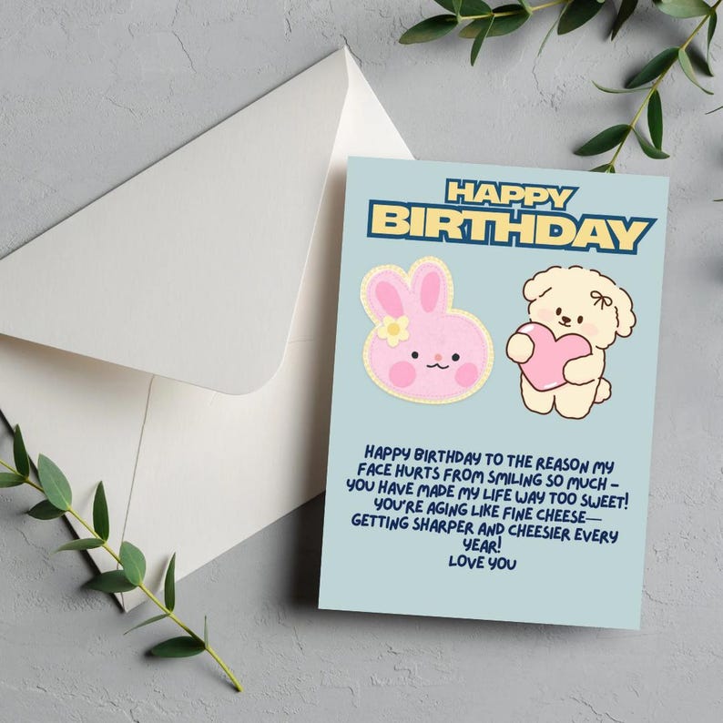 Printable Happy Birthday Card: Modern Design (PDF & JPEG Digital ...