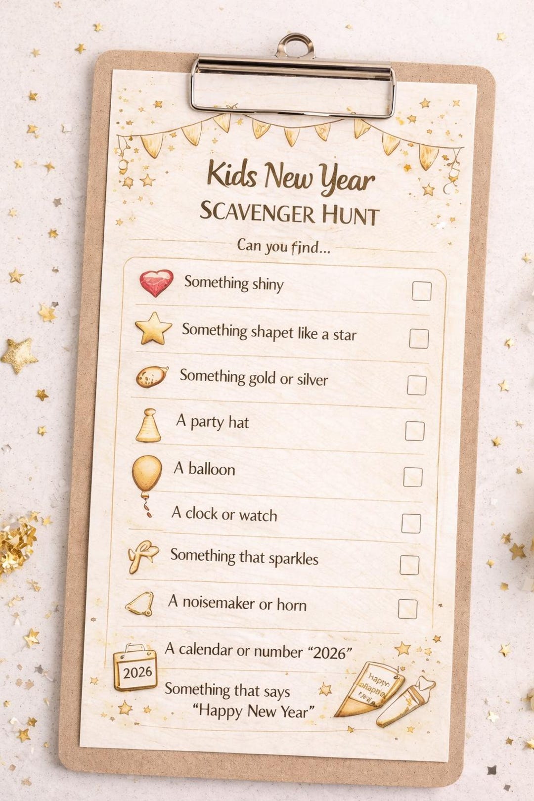 Kids New Year Scavenger Hunt Printable | | 2026 Party Activity ...