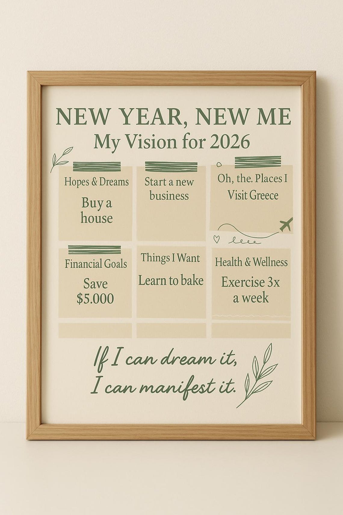 2026 Vision Board Printable New Year New Me Template Editable Canva - Etsy