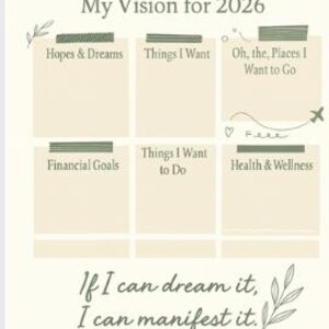 2026 Vision Board Printable New Year New Me Template Editable Canva - Etsy