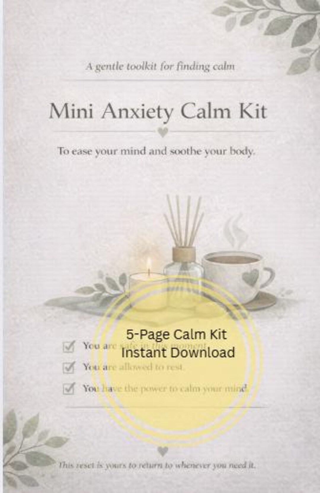 Mini Anxiety Calm Kit Printable | Anxiety Relief Worksheet Mental ...