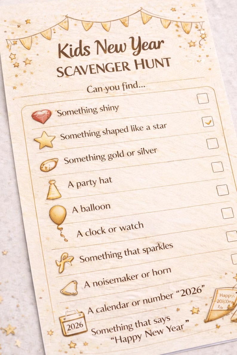 Kids New Year Scavenger Hunt Printable | | 2026 Party Activity ...