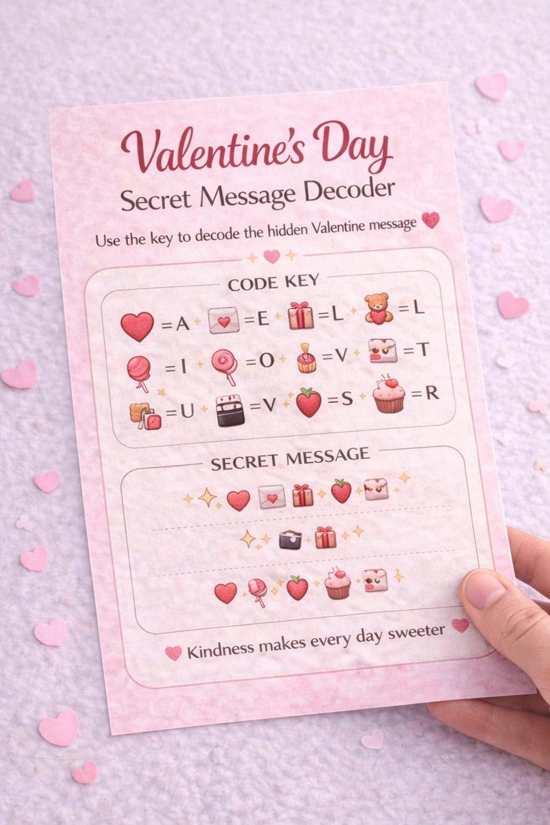 Valentine’s Day Secret Message Decoder Printable | Kids Valentine Game ...