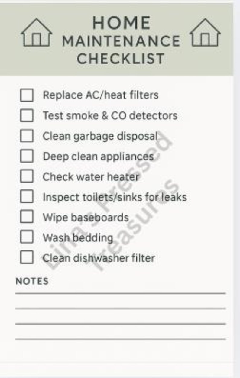 Home Maintenance Checklist Printable Printable PDF - Etsy