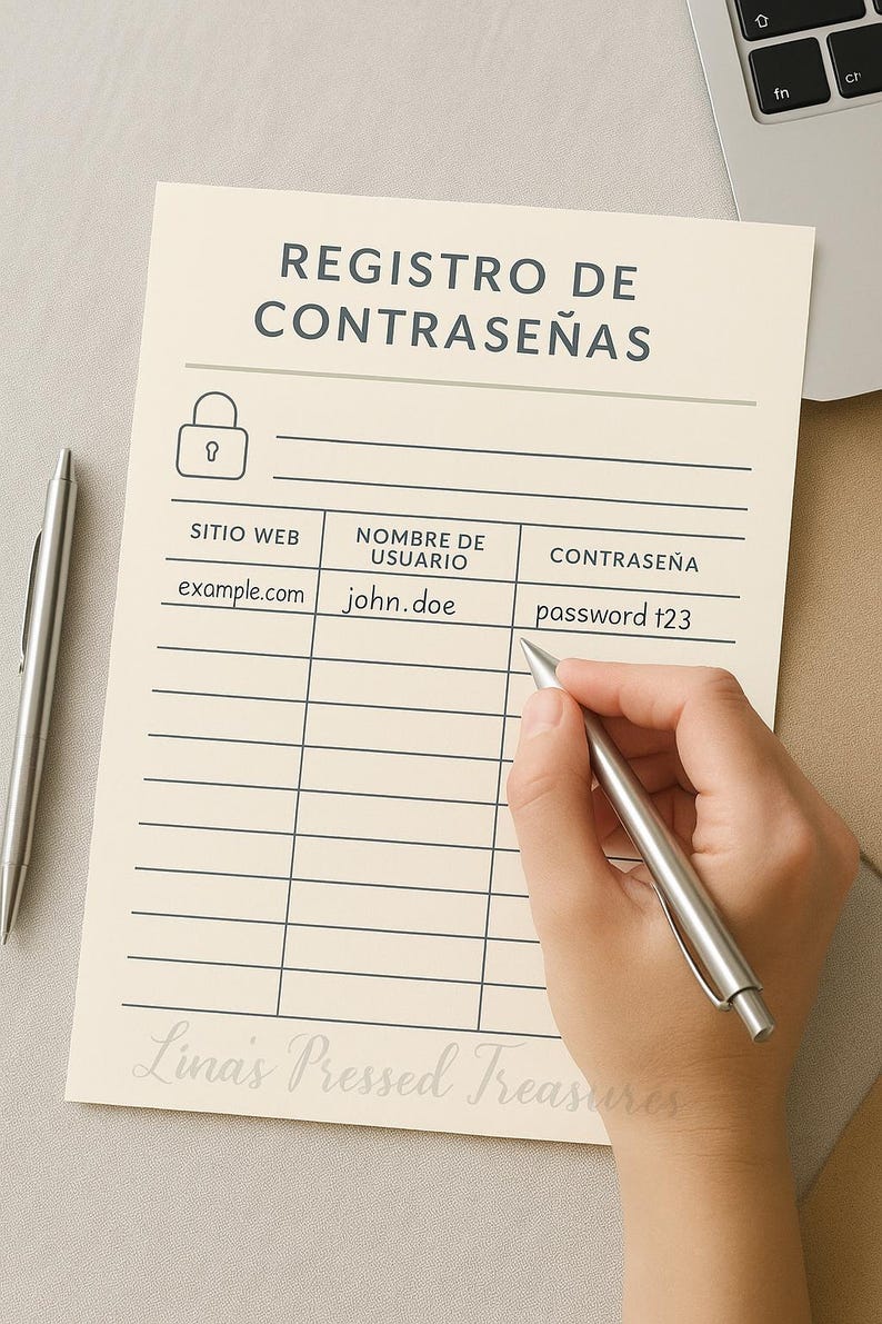 Registro De Contrasenas Printable Password Tracker - Etsy