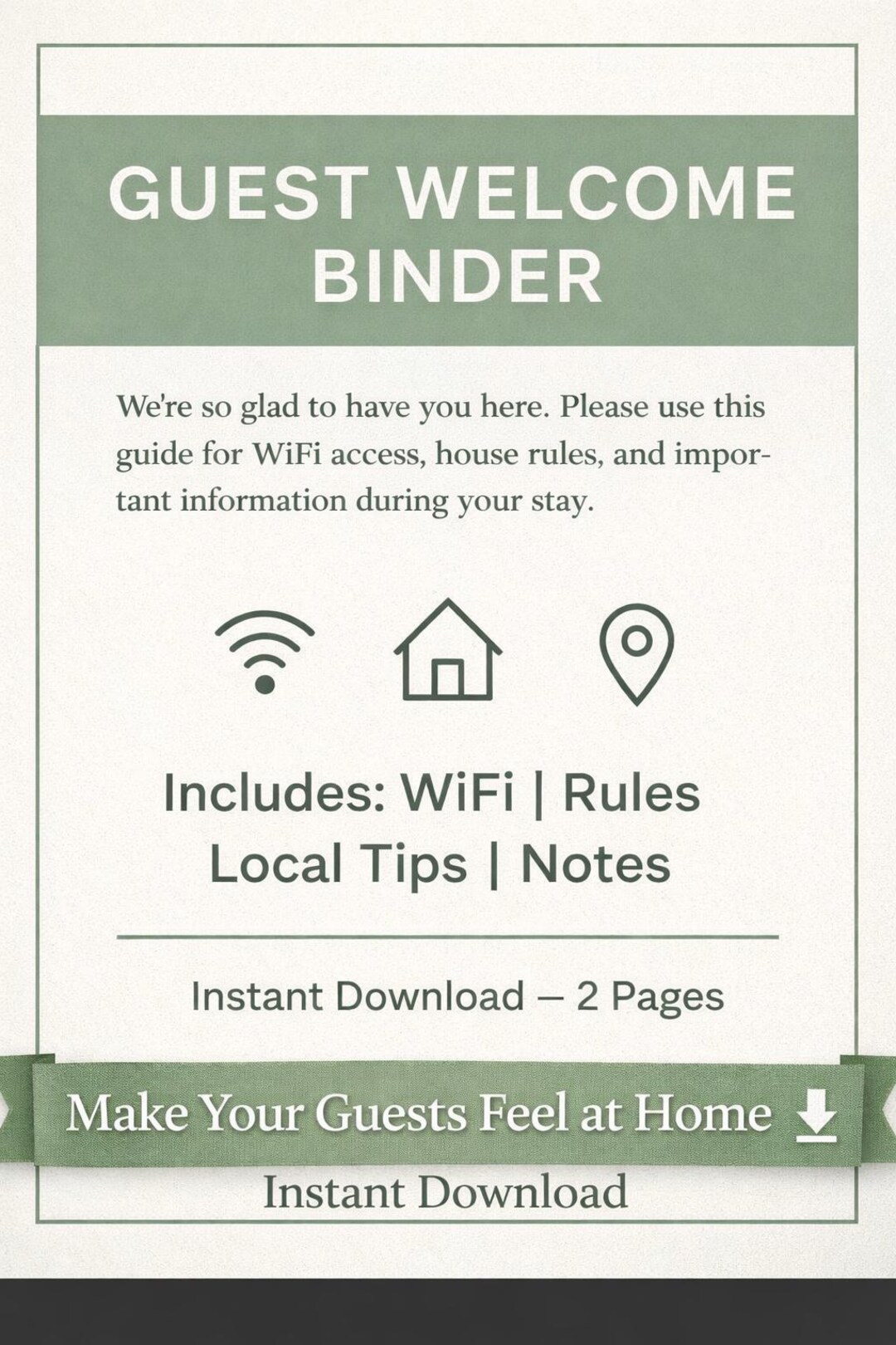 Guest Welcome Binder Printable Airbnb Host Template Rental Guide - Etsy