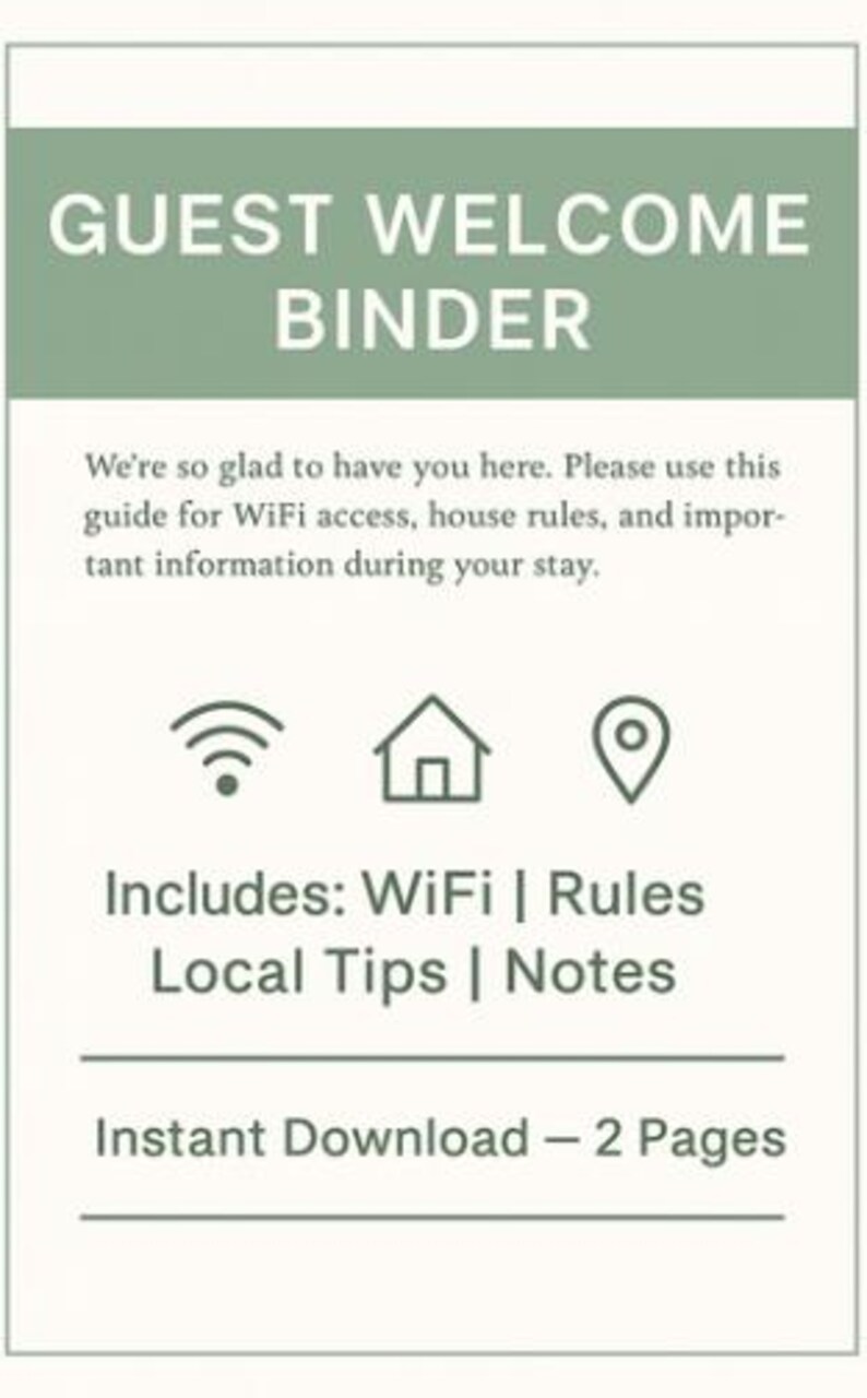 Guest Welcome Binder Printable Airbnb Host Template Rental Guide - Etsy
