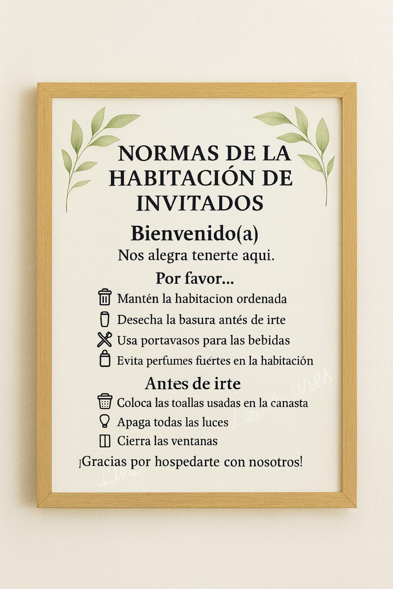 Spanish Guest Room Rules Print | Airbnb Welcome Sign (digital Download ...