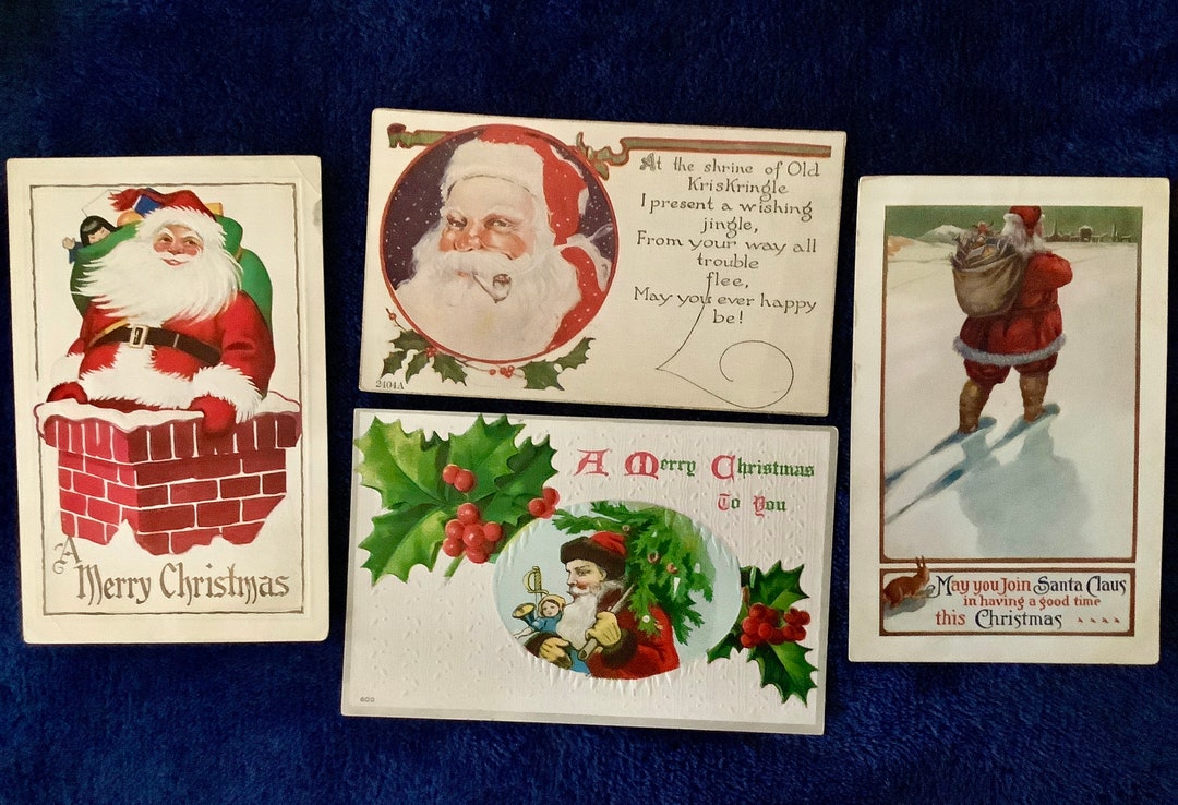 Victorian-era Santa Postcards Lot of 4 - Etsy
