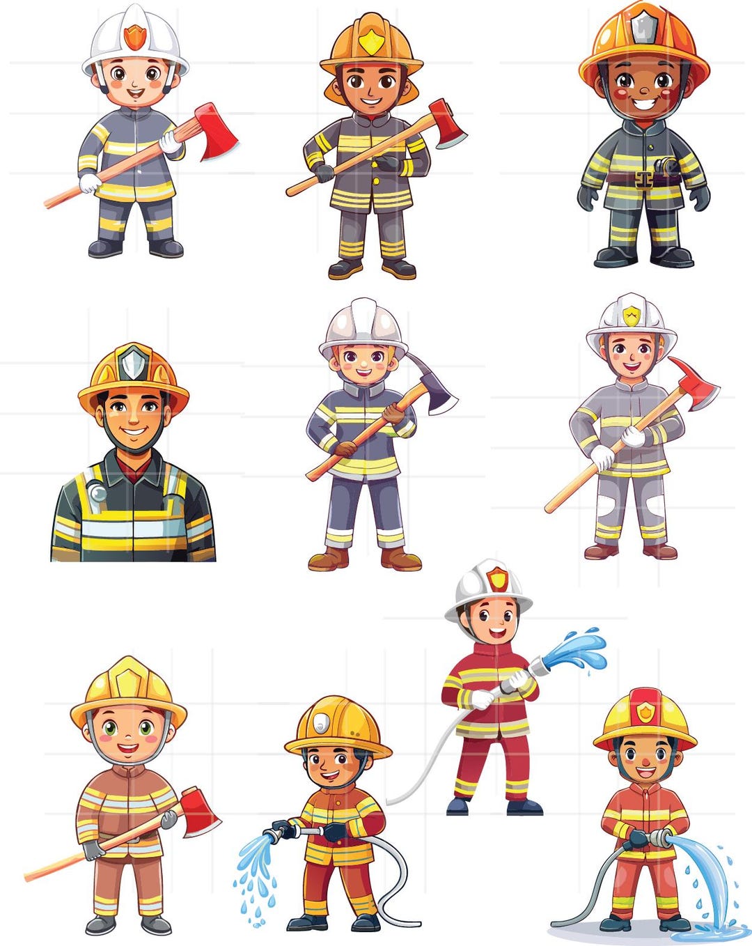 Male Fireman Clip Art Ready for Placement. Flexible and Fun for Your ...