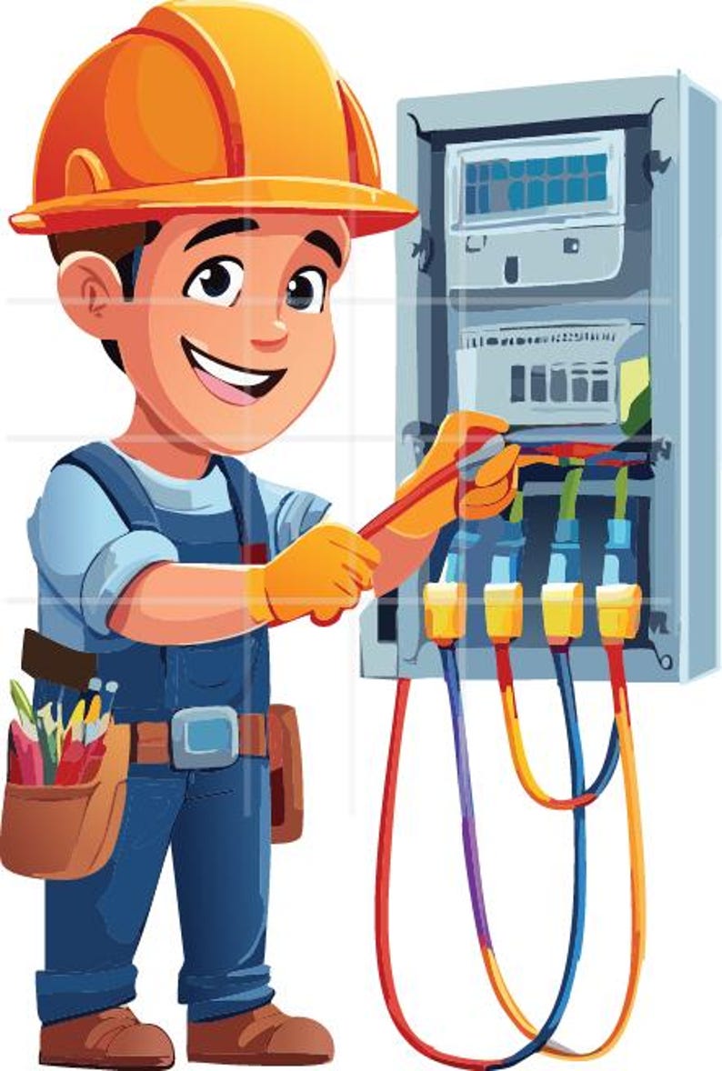 Male Electrician Clip Art Ready for Placement. Flexible and Fun for ...