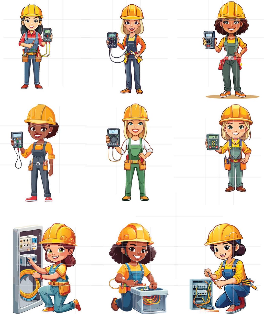 Female Electrician Clip Art Ready for Placement. Flexible and Fun for ...