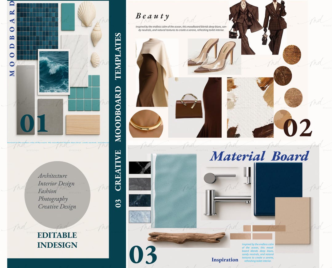 Minimalist Mood Board Template: 3 Editable Indesign A4 Layouts (digital ...