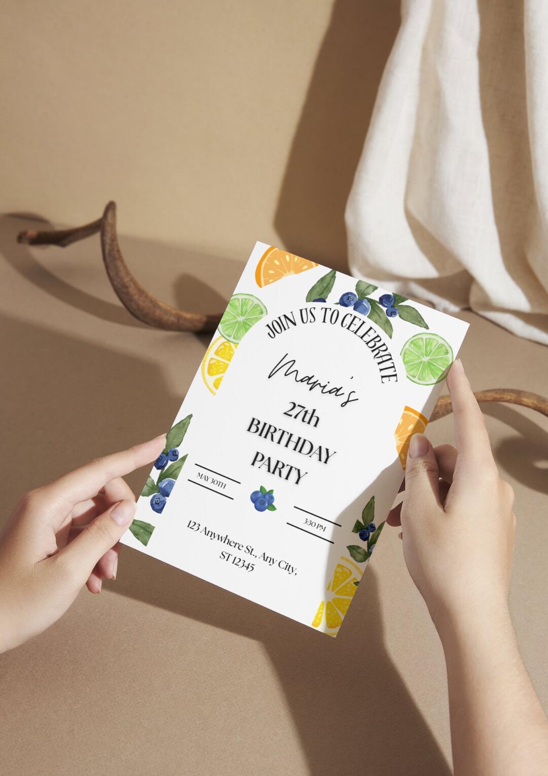 Editable Citrus Birthday Invitation | Birthday Party Invite | Digital ...