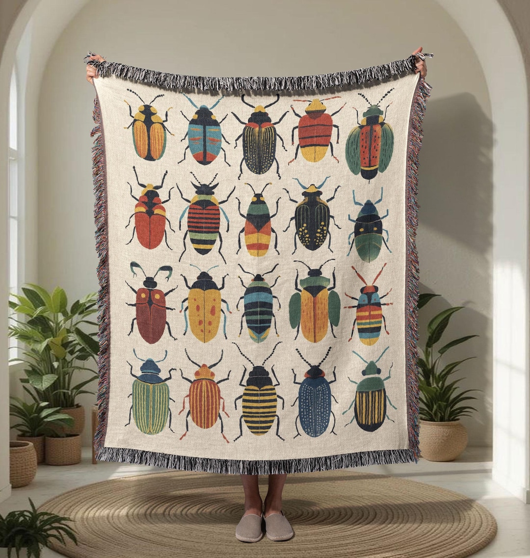 Insect Lover 100% Cotton Woven Blanket, Entomology Gift Woven Throw ...