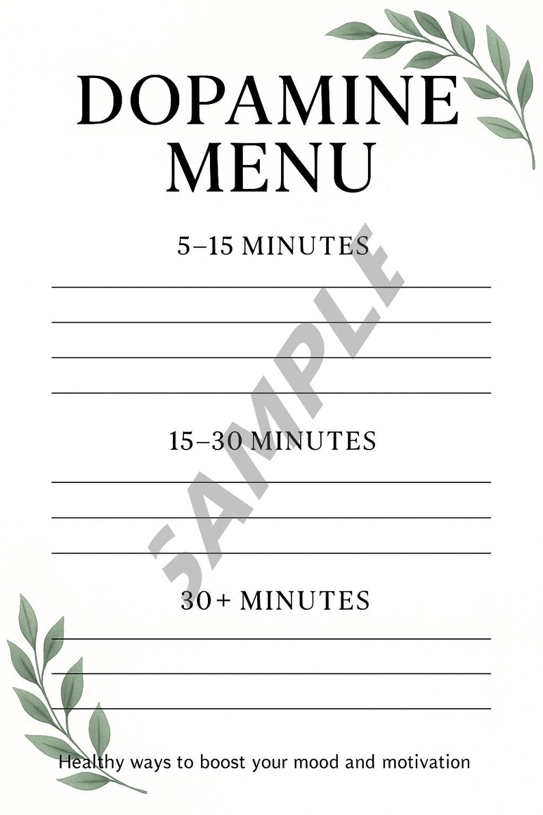 Dopamine Menu – Aesthetic Printable Worksheet for ADHD Focus & Self ...