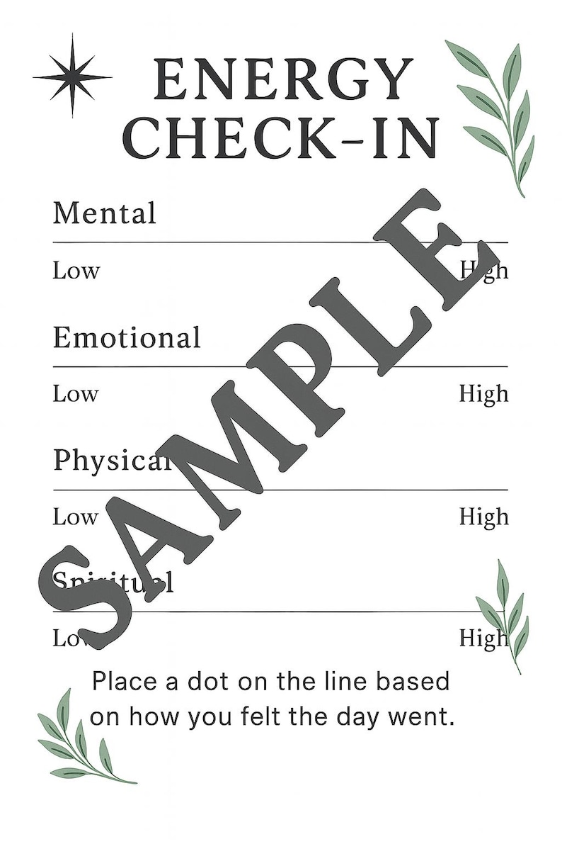 Energy Check-in Worksheet | Printable Daily Tracker for Mind, Body, and ...