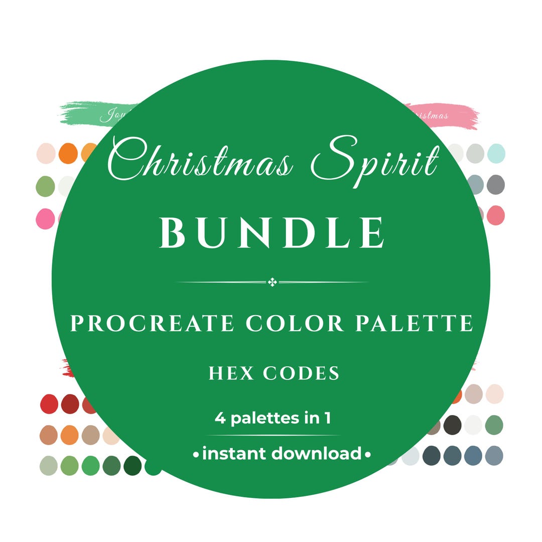 Christmas Spirit Procreate Color Palette Bundle, HEX Codes, Digital ...