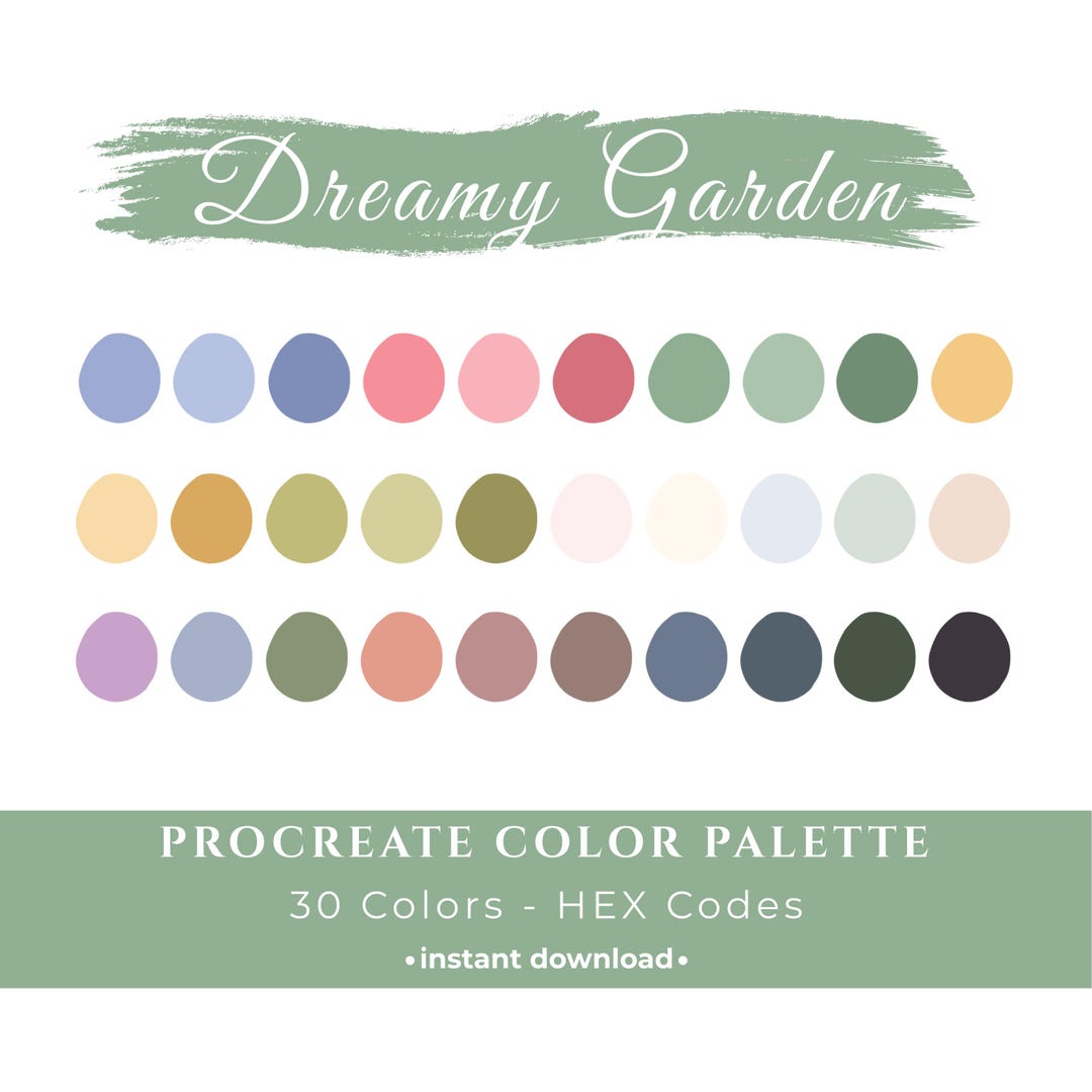 Dreamy Garden Procreate Color Palette I 30 Soft Pastel Spring Swatches ...