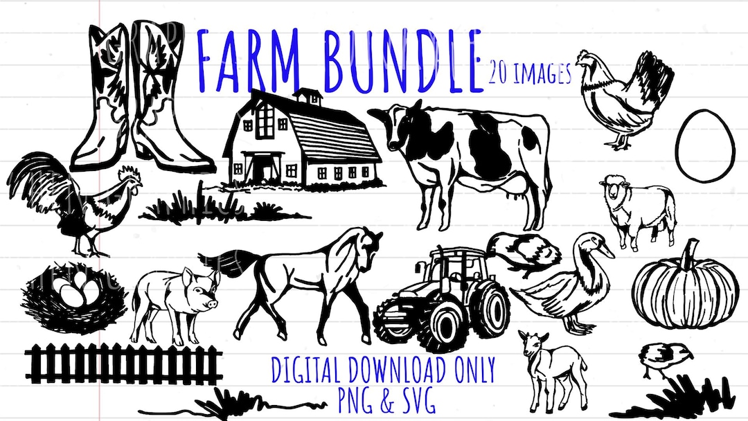 Farm Life, Farm Animals, Clip Art Bundle SVG PNG Files, Digital ...