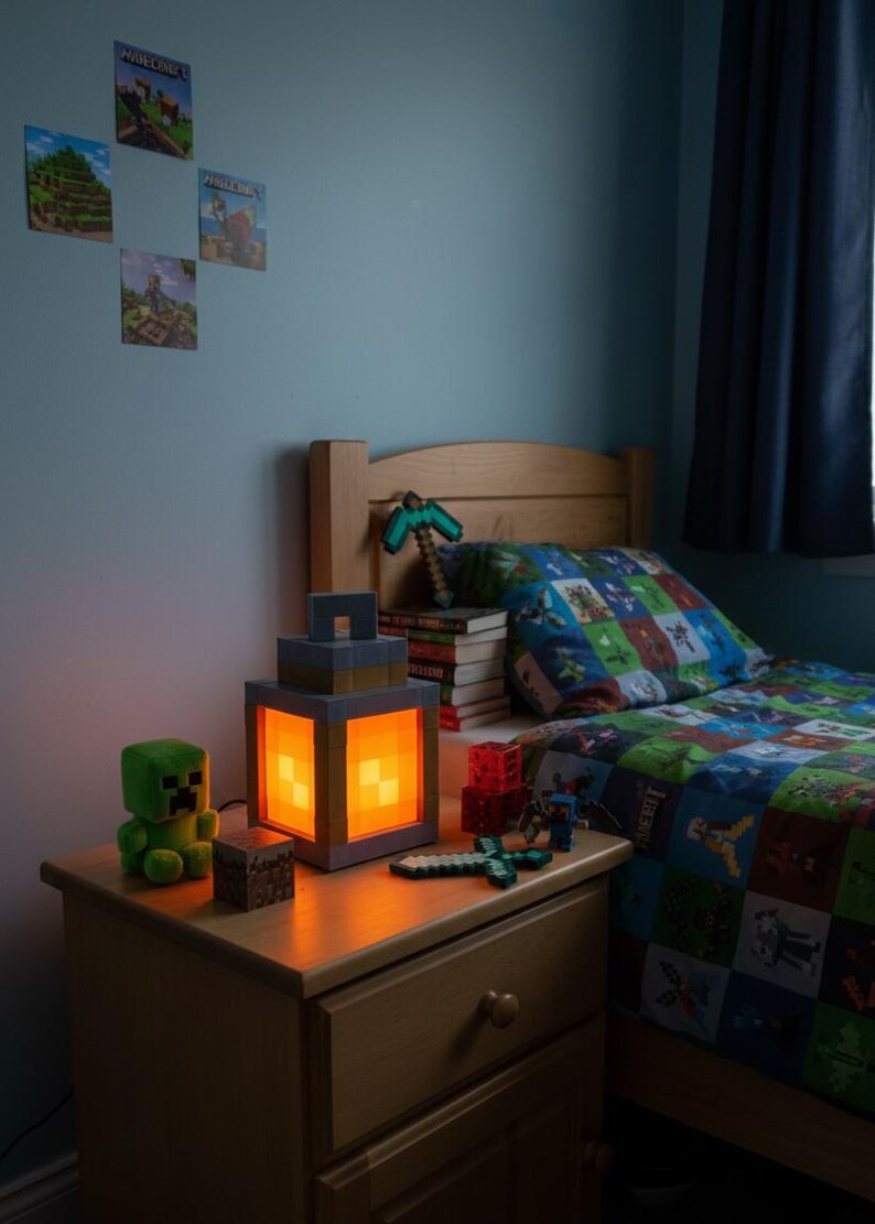 Pixelated Night Lantern Retro Style Desk Decor Ambient Glow Lantern - Etsy