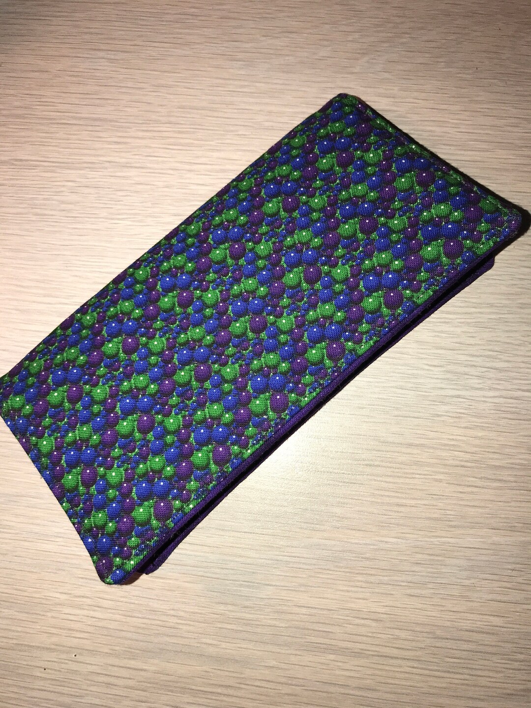 Checkbook Cover Thicker Colorful Purple , Blue, Green Bubbles Print - Etsy