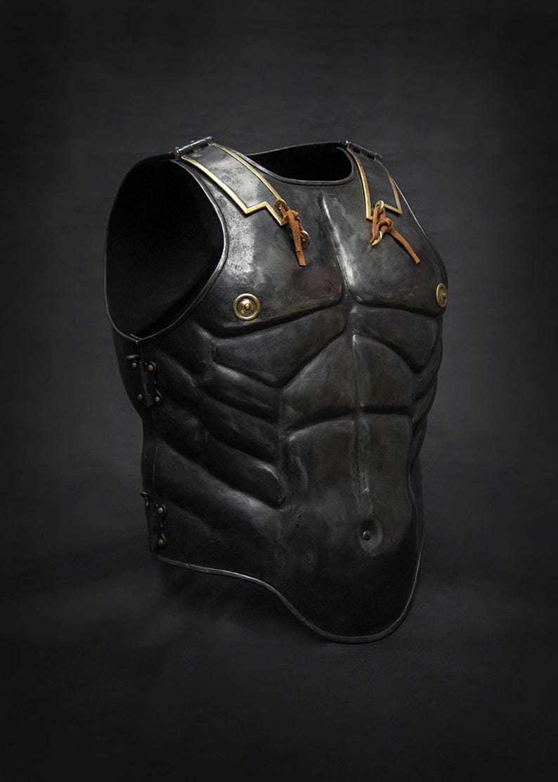 Roman Spartan Muscle Cuirass Chest Armor | Blackened Steel Half Body ...