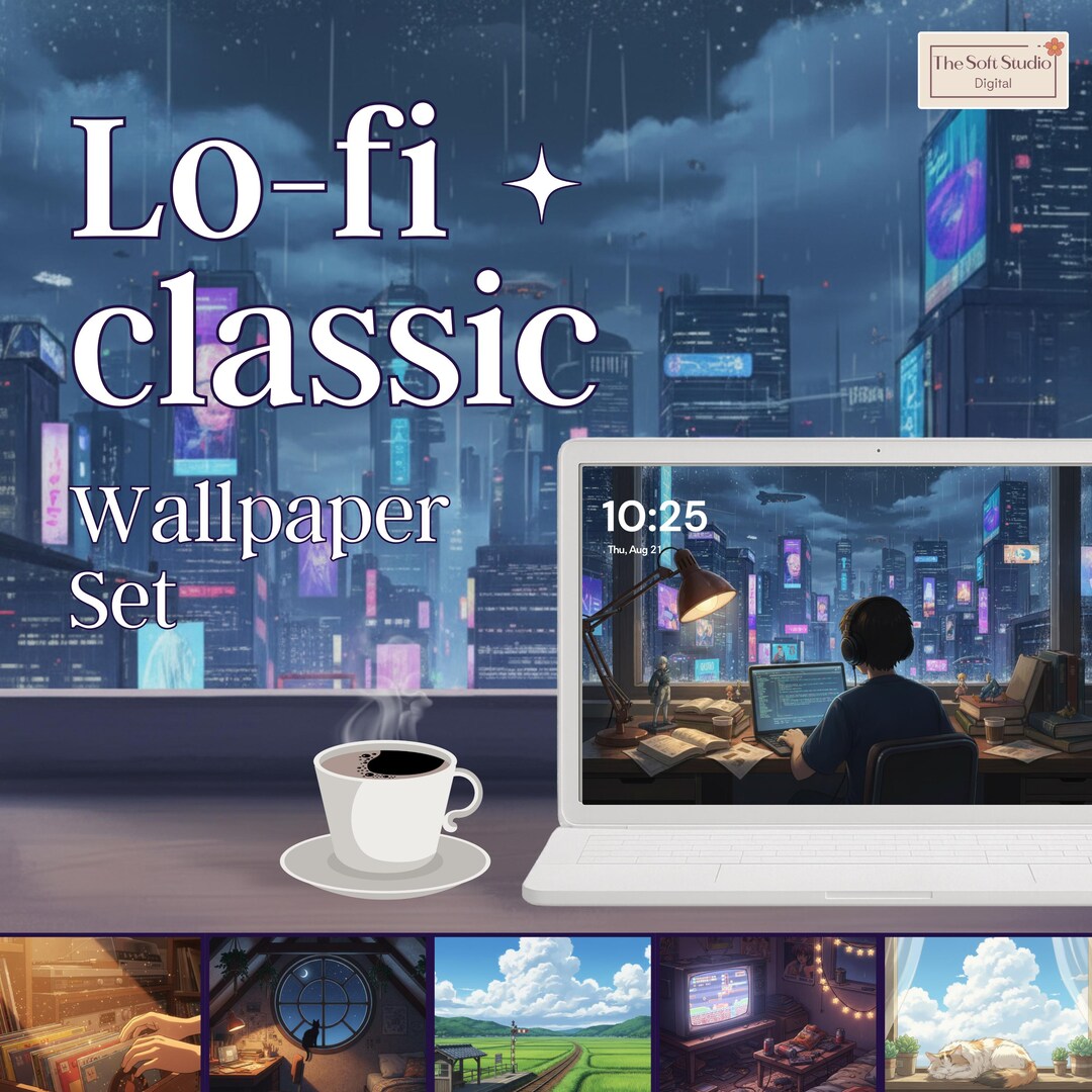 Lo-fi Wallpaper Pack - 20 Aesthetic Backgrounds From Neon City to Calm ...
