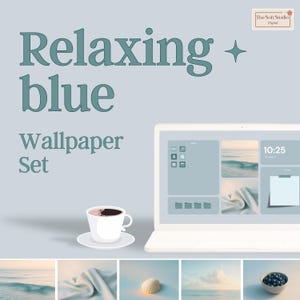 Relaxing Blue Wallpaper Set | 10 Aesthetic Desktop Backgrounds + 10 ...