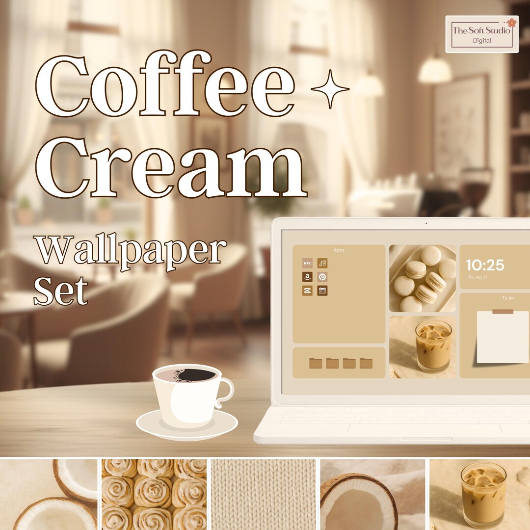 Coffee Cream Desktop Wallpaper Organizer Set (digital Download) - Etsy