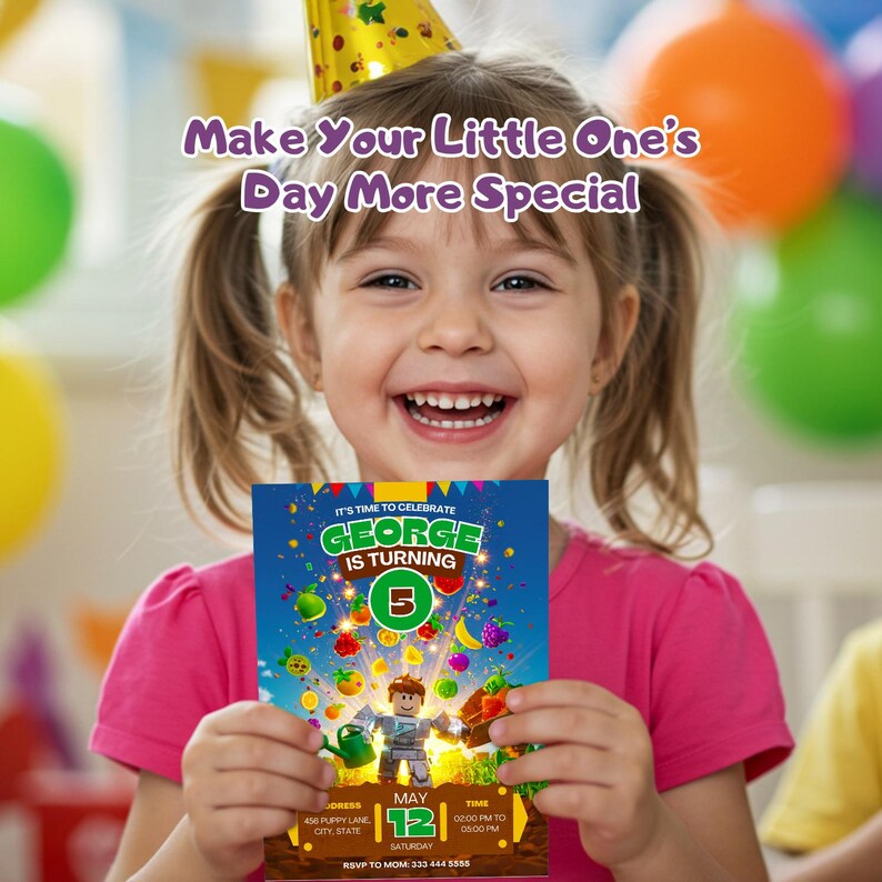 Roblox Grow a Garden Birthday Invitation | Editable Canva Template ...