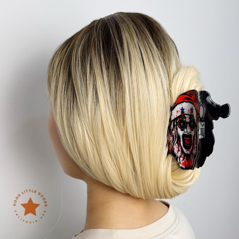 Bloody Grin Art the Clown Hair Claw: Double-sided Halloween Horror Clip ...