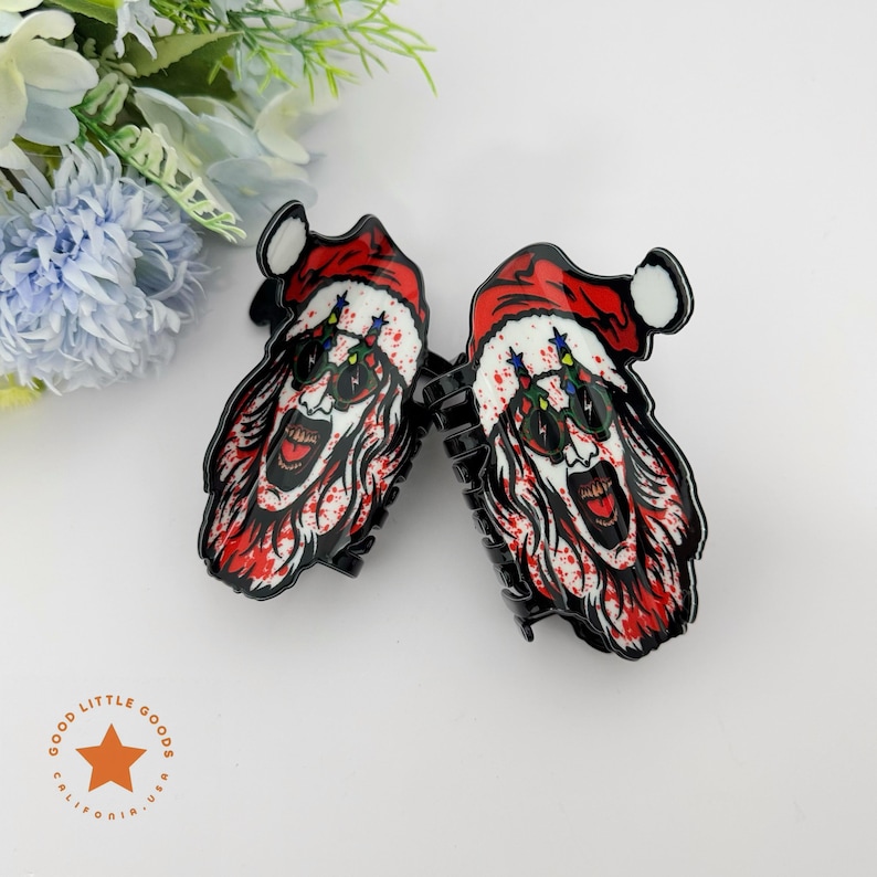 Bloody Grin Art the Clown Hair Claw: Double-sided Halloween Horror Clip ...