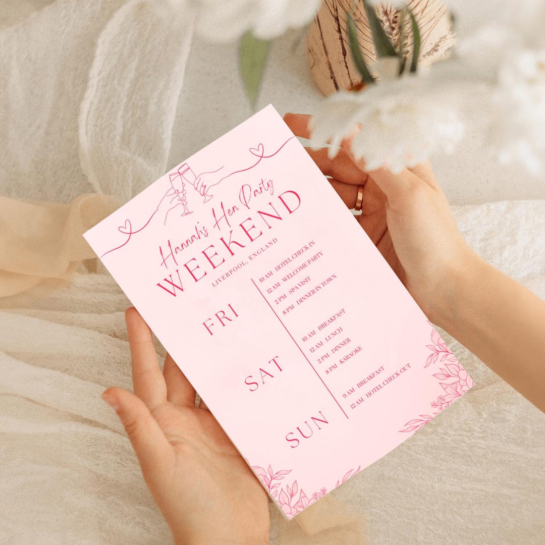 Editable Hen Party Itinerary Template: Minimalist Weekend Schedule ...