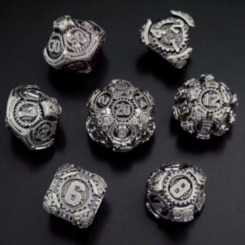 Bronze Gear Metal Dice Set: Sharp Edge Dnd RPG Polyhedral Dice - Etsy